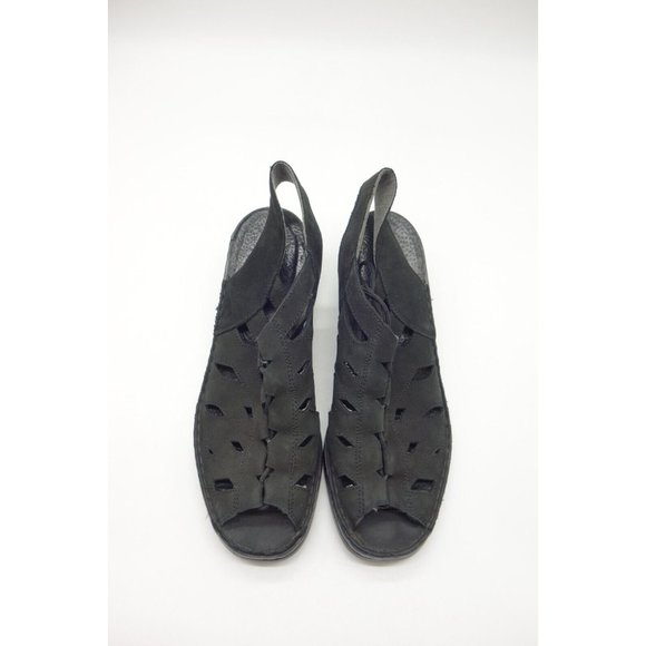 Reiker | Shoes | Reiker Black Leather Lace Up Slingback Block Heel ...